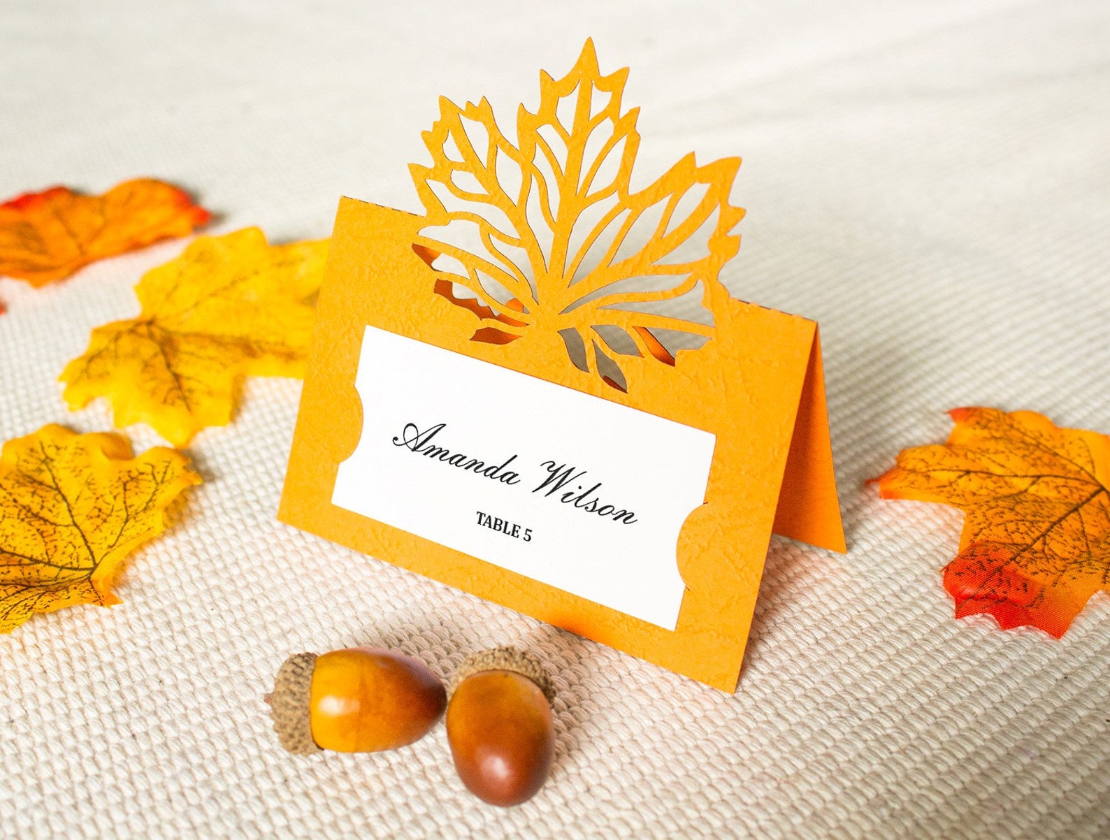 Maple Leaf Place Card SVG Wedding Place Card Autumn Template - Etsy