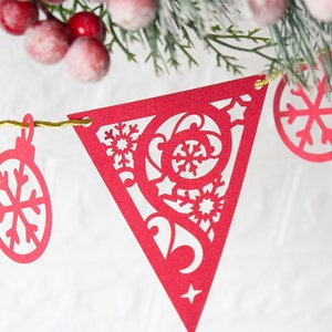 Bunting Banner, Flags Snowflakes Template Banner, Christmas Decor ...