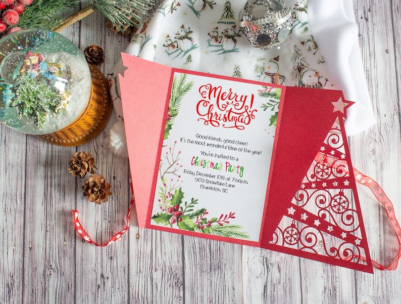 Christmas Tree Invitation Template Svg 5x7 Wedding Envelope - Etsy