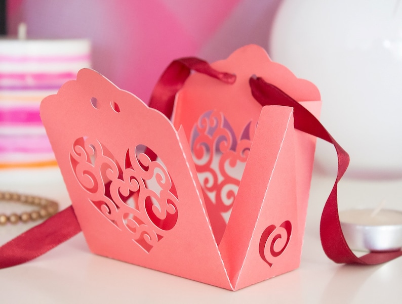 Gift Box Template Svg Heart Wedding Box Template Candy Party - Etsy