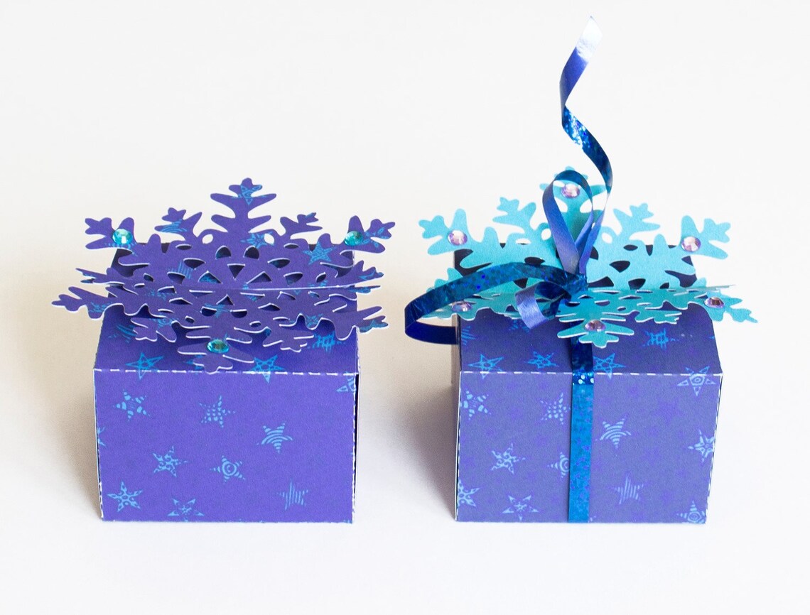 Snowflake Gift Box Template Christmas Box Svg Small Gift Box - Etsy