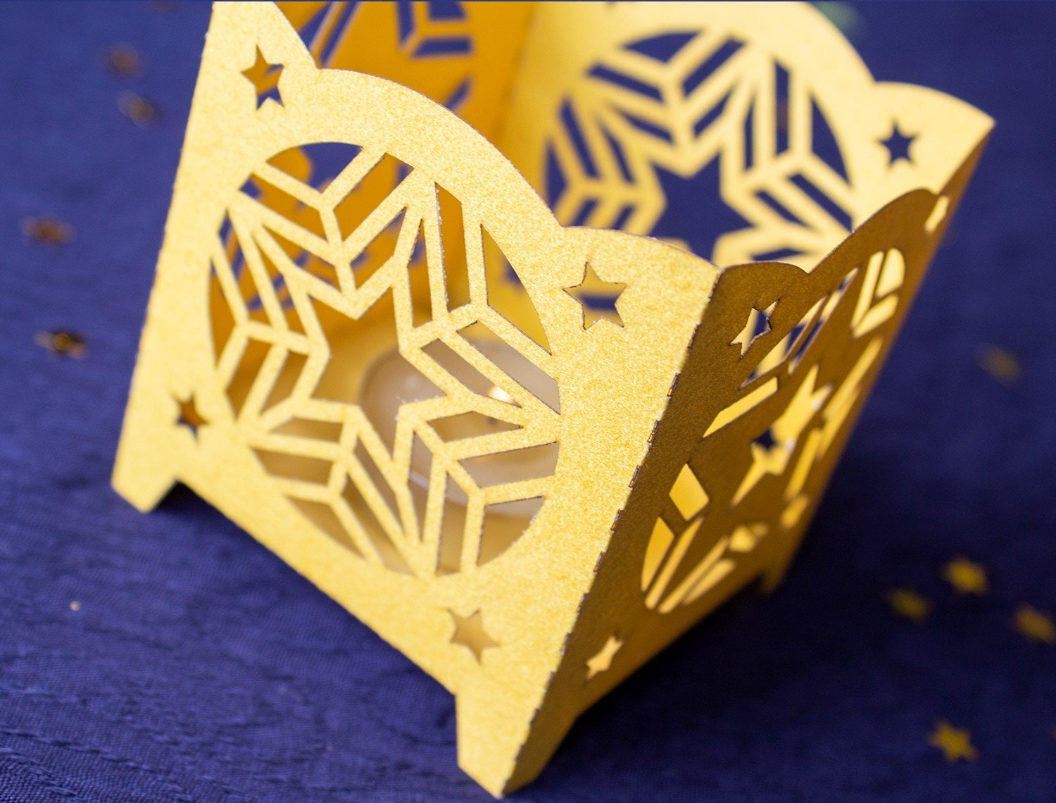 Paper Lamp Svg Candle Holder Template Stars Flashlight Lamp - Etsy