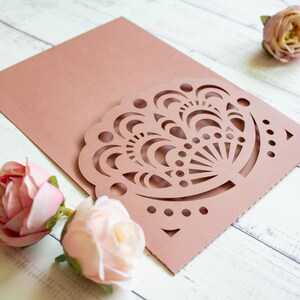 Lace Pocket Invitation Svg Template, Wedding Invite Card for Cricut ...