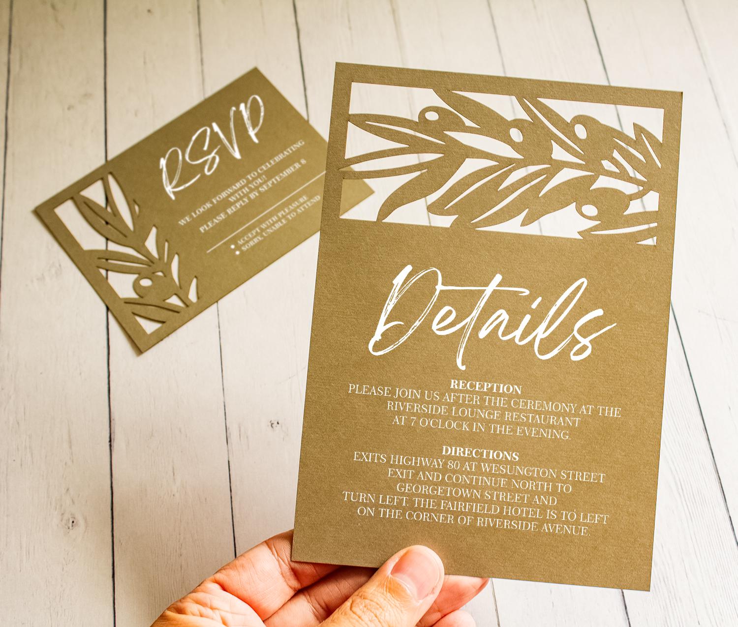 Wedding Olive Branch Invitation Set Template, Olive Gatefold Invite ...