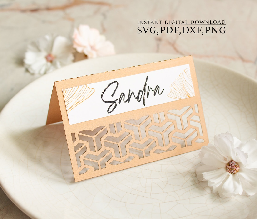 Place Card Svg Template, Pattern Guest Card, Thanksgiving Card, Escort ...
