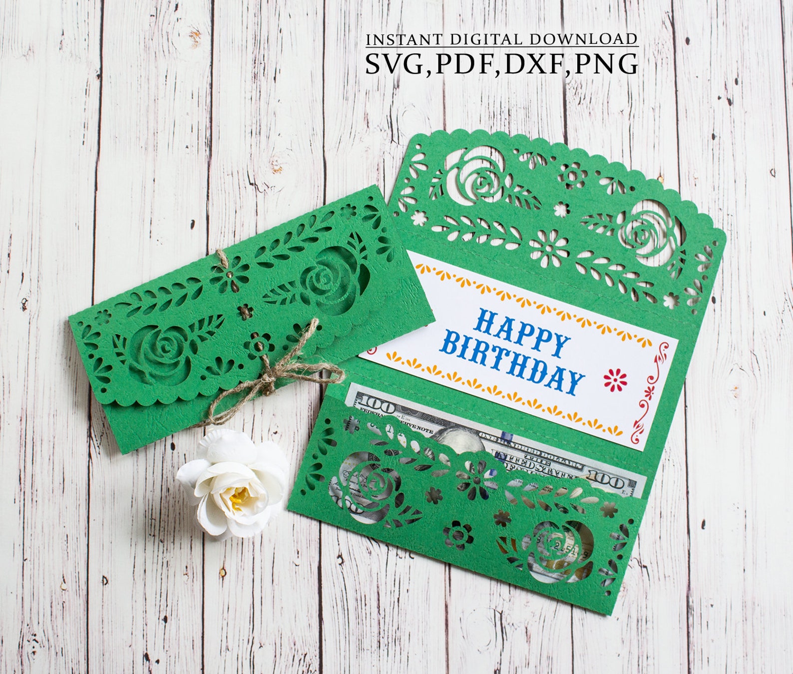 Roses Money Envelope Template Svg, Wedding Mexican Fiesta Gift ...