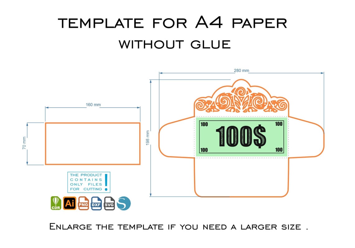 Money Cash Envelope Svg Gift Thanksgiving Envelope Template - Etsy