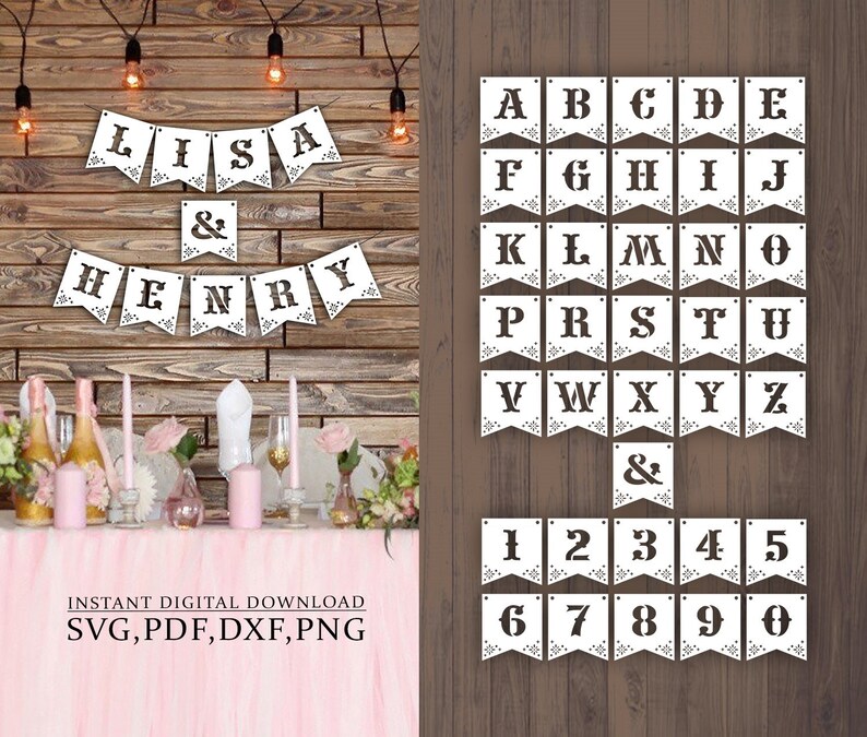 Bunting Banner Template SVG Wedding Alphabet Flags Christmas - Etsy