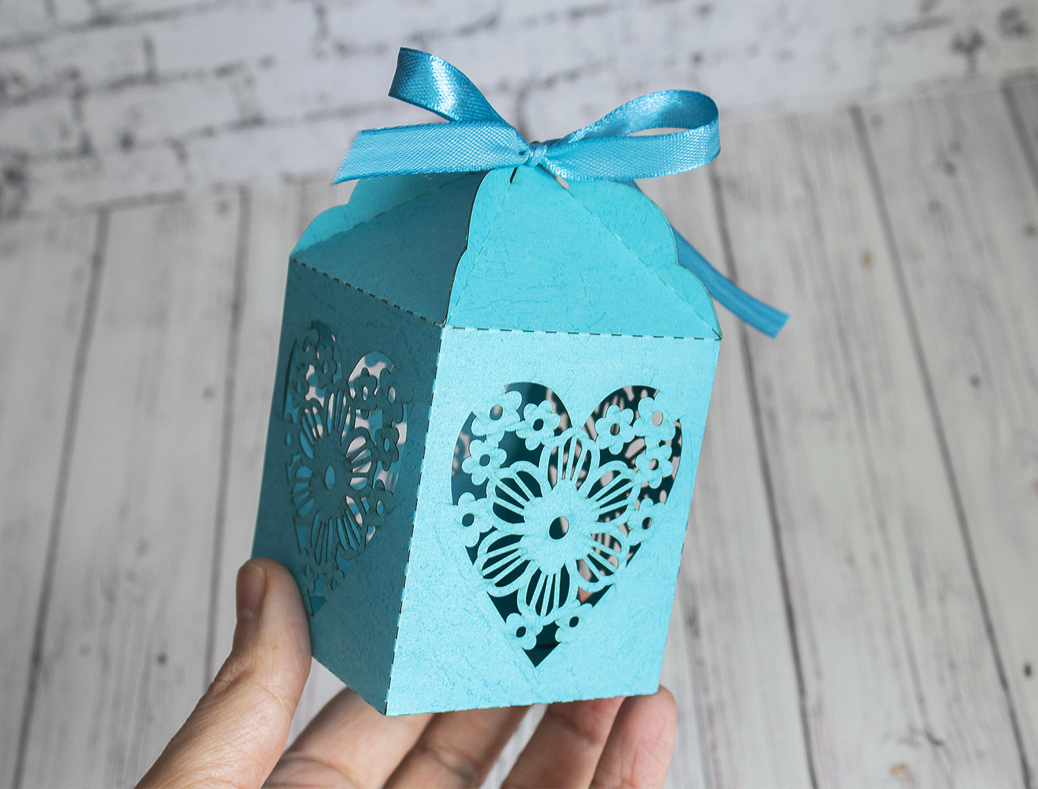 Wedding Gift Box Template SVG Flower Heart Valentine Box - Etsy