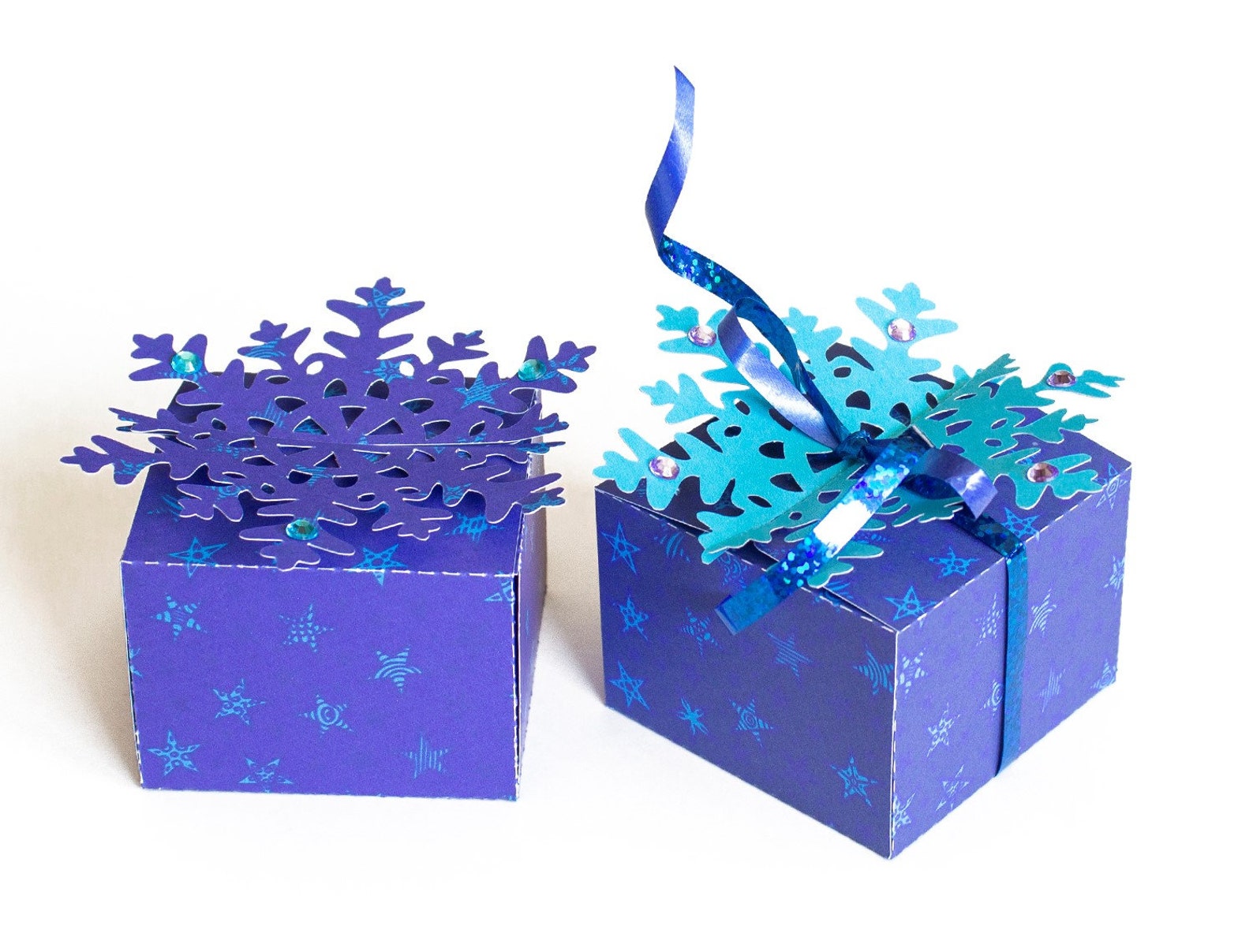 Snowflake Gift Box Template Christmas Box Svg Small Gift Box - Etsy