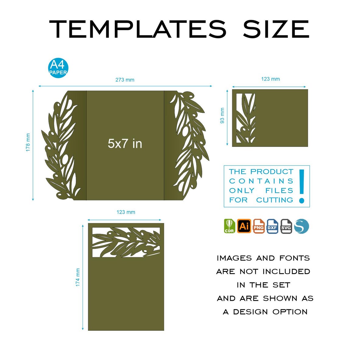 Wedding Olive Branch Invitation Set Template, Olive Gatefold Invite ...
