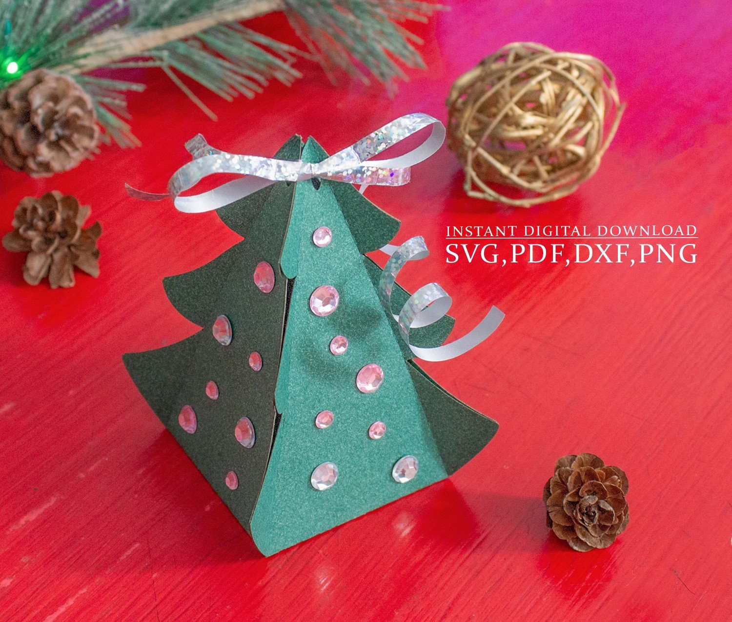 Christmas Tree Box Svg, Gift Box Template, Candy Box for Portrait Cameo ...
