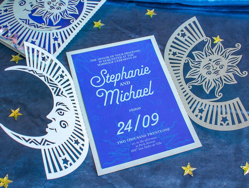 Wedding Invitations Template Svg Moon and Sun Boho Envelope - Etsy