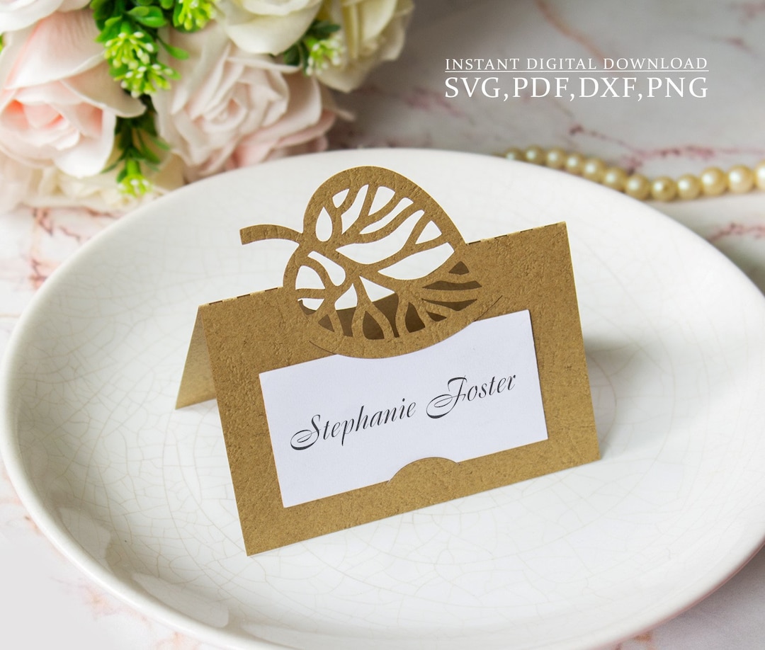 Place Cards Svg, Dry Leaf Wedding Escort Cart, Thanksgiving Card, Laser ...