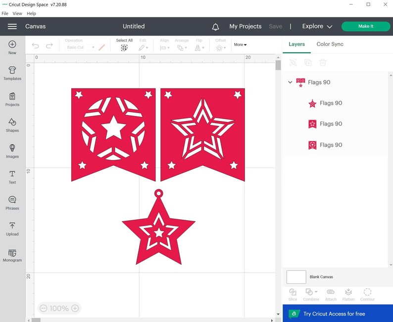 Bunting Banner Flags Stars Template Banner Christmas Decor - Etsy