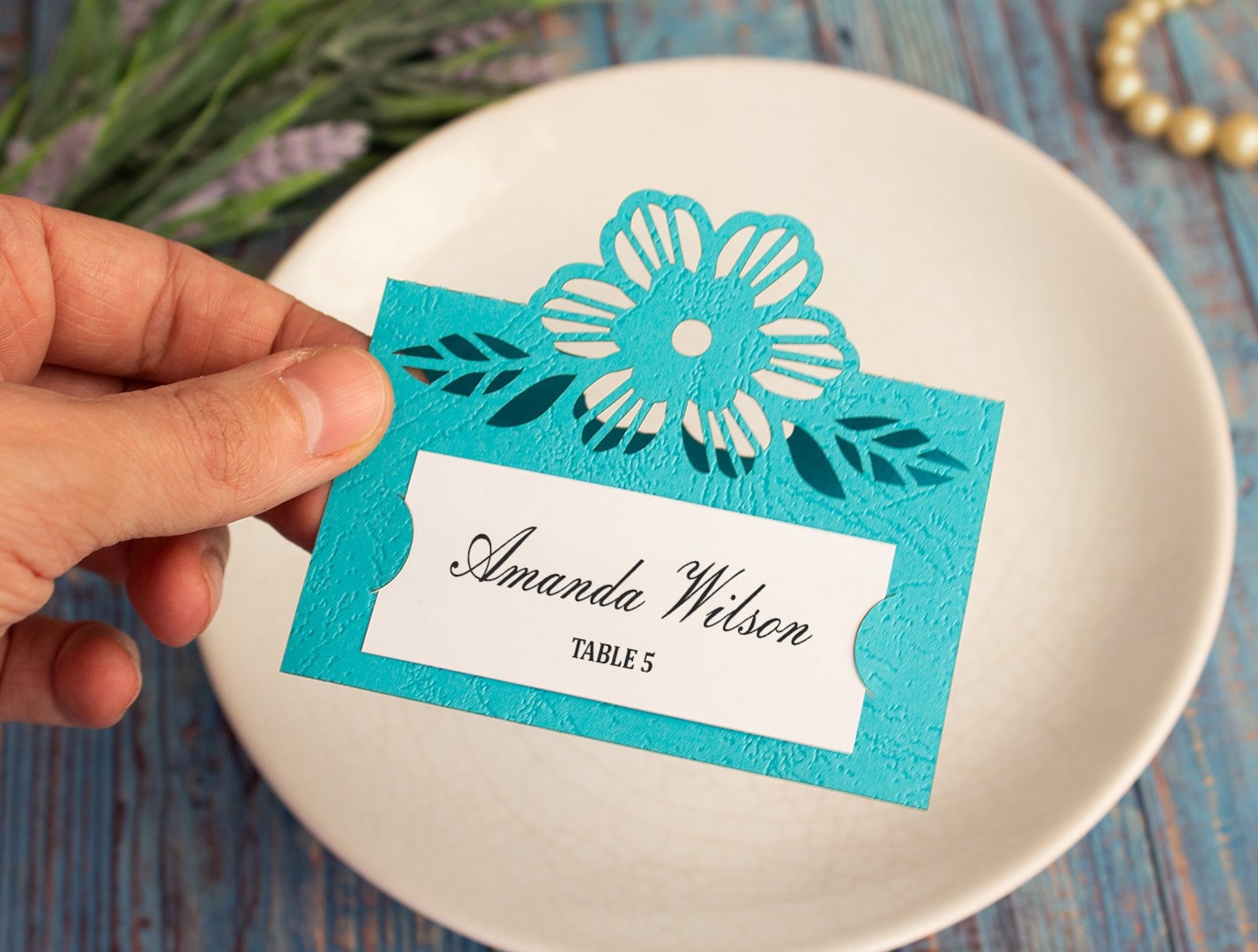 Place Card Template SVG Flower Wedding Place Card - Etsy