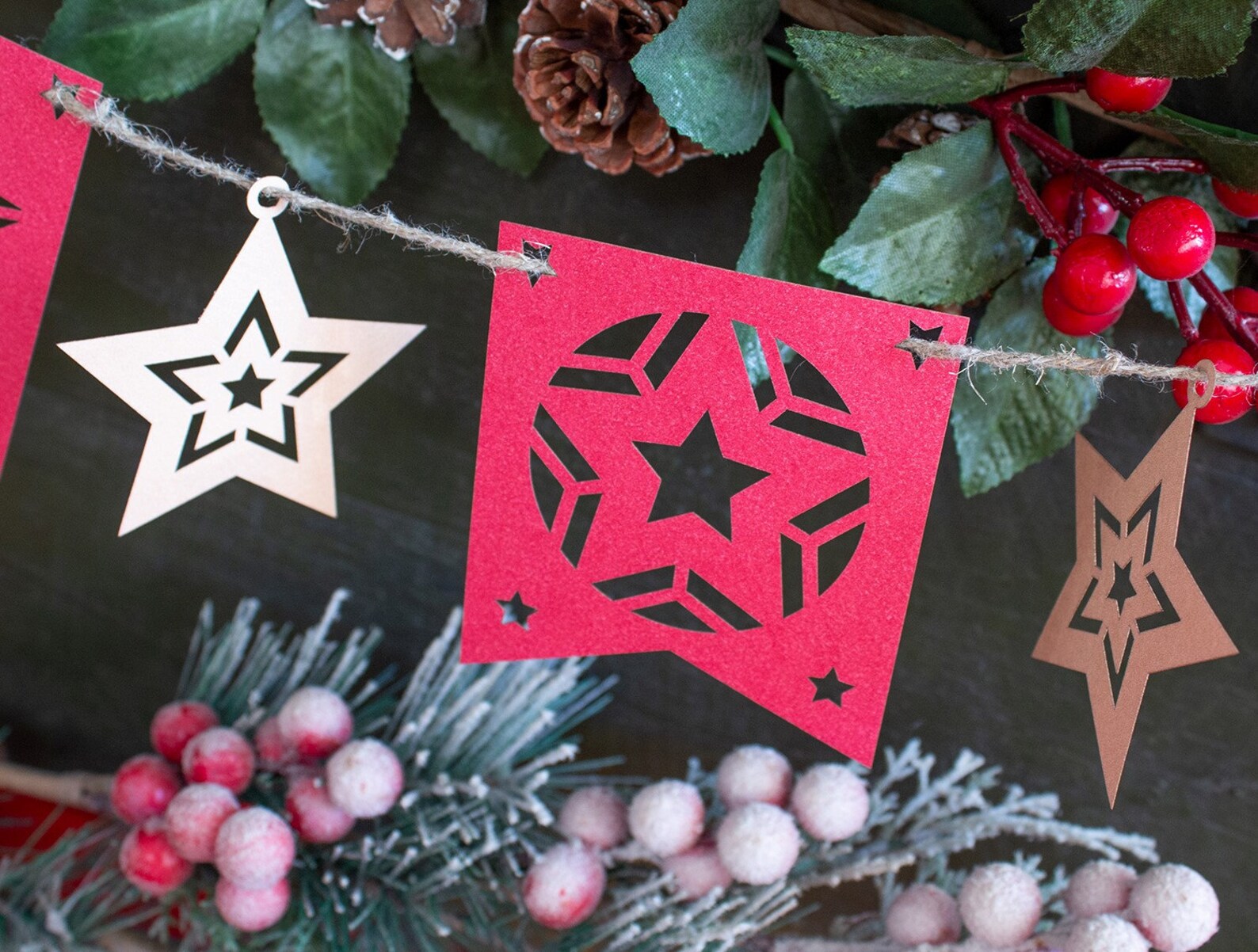Bunting Banner Flags Stars Template Banner Christmas Decor - Etsy