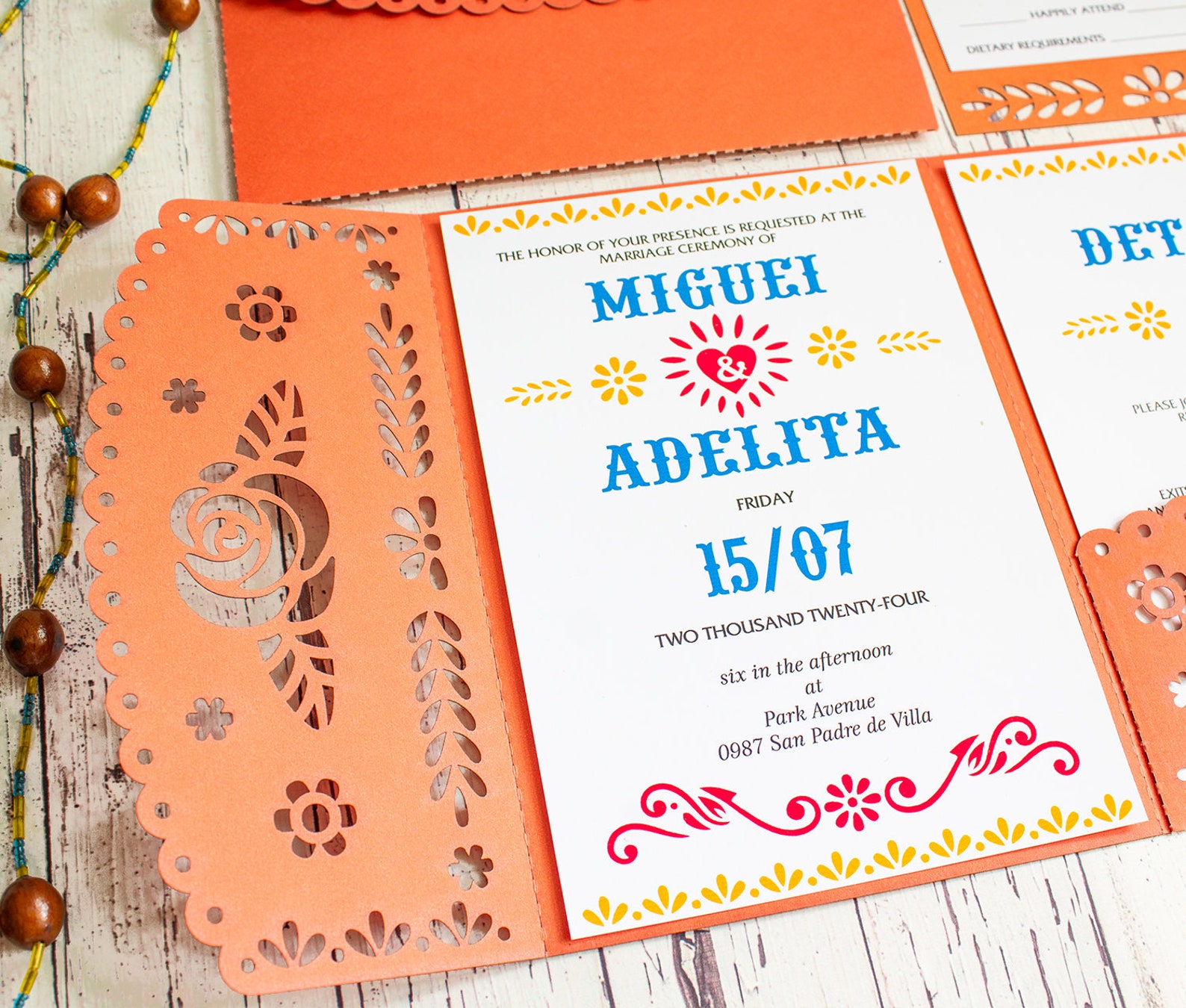Wedding Mexican Invitation Template SVG, Trifold Roses Floral Flower ...