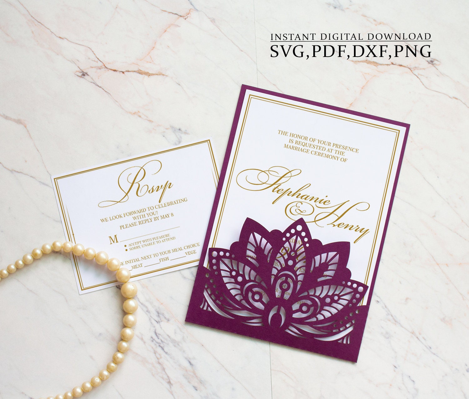 Wedding Pocket Invitation Template SVG, Mandala Pocket Envelope ...
