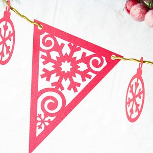 Bunting Banner, Flags Snowflakes Template Banner, Christmas Decor ...