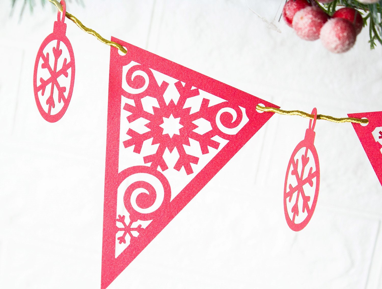 Bunting Banner Flags Snowflakes Template Banner Christmas - Etsy