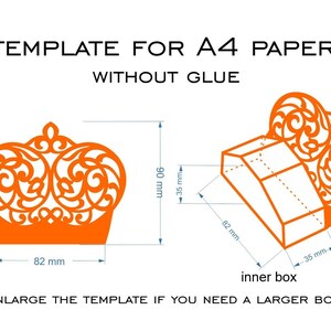 Princess Crown Box Svg, Wedding Gift Box Template, Candy Box for ...
