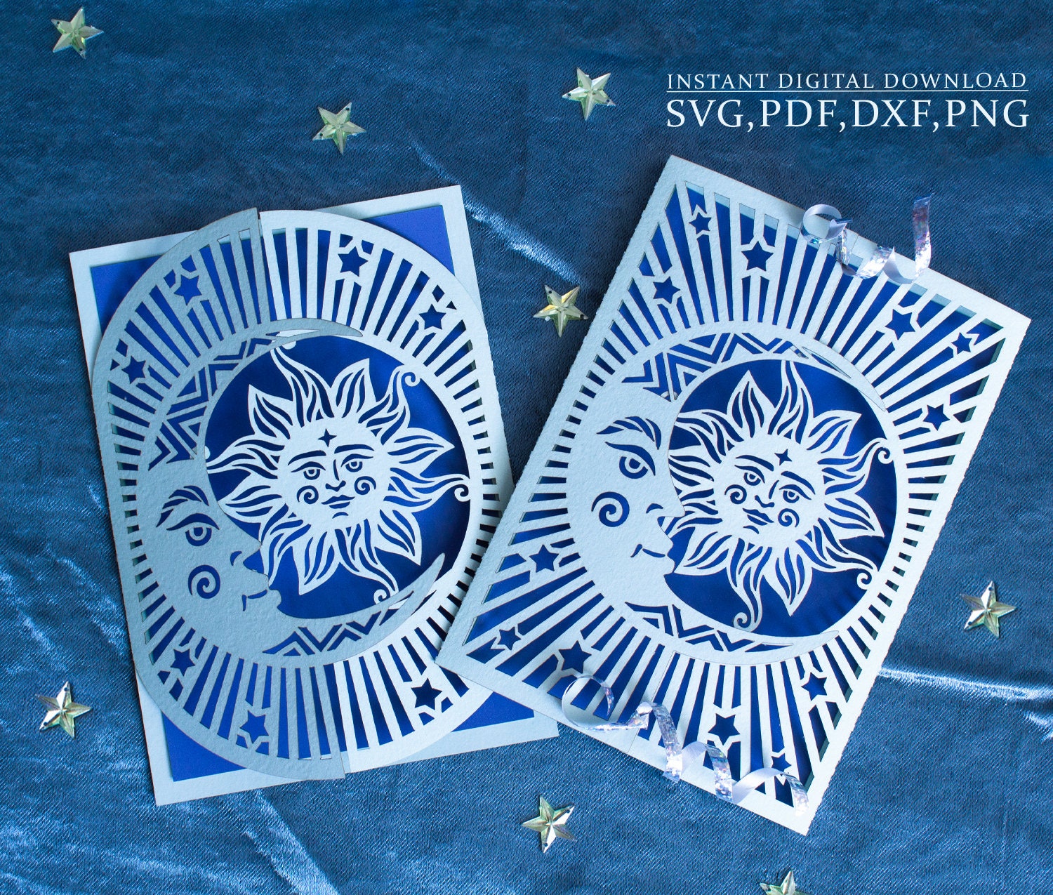 Plantilla de invitaciones de boda svg luna y sol plantilla - Etsy México