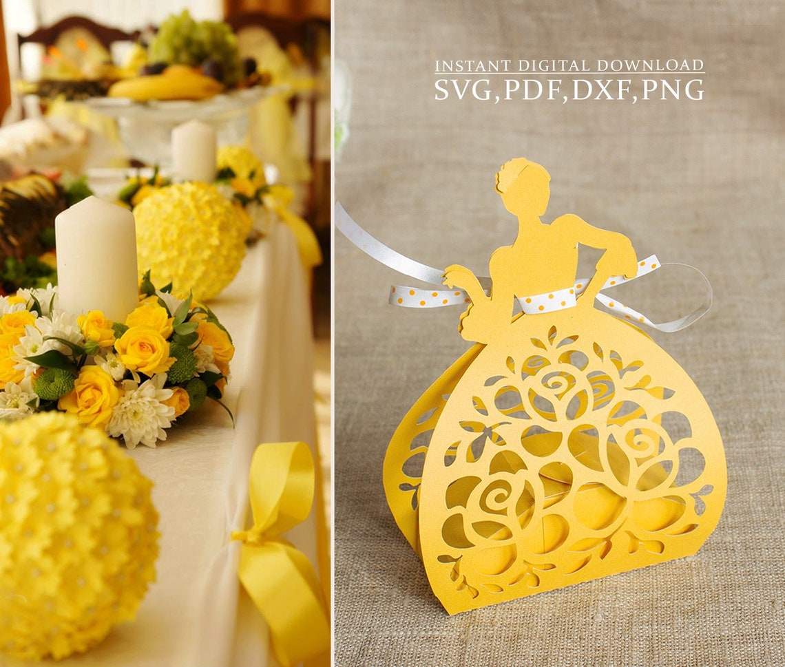 Princess Bride Box SVG Wedding Candy Gift Box Template - Etsy