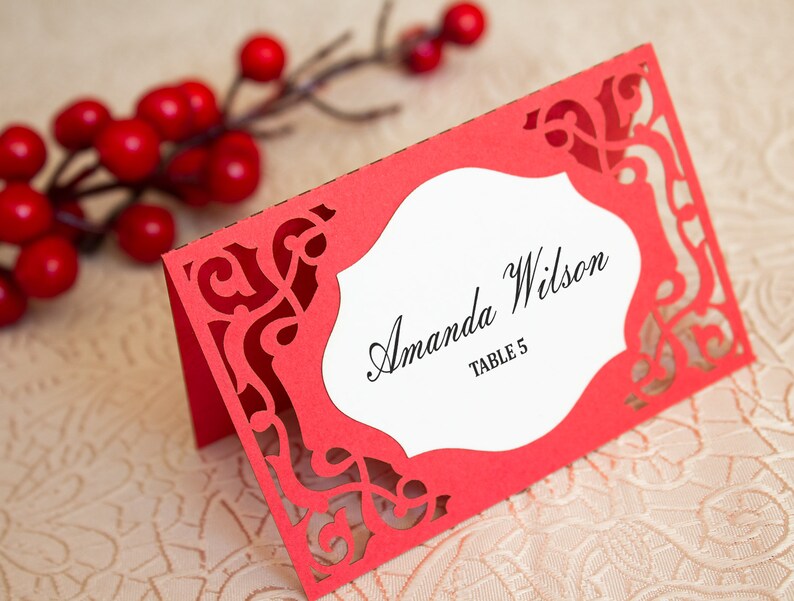 Vintage Place Cards Template SVG, Retro Ornament Wedding Cards ...