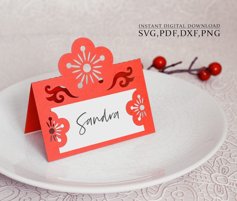 Place Card Template SVG Sakura Flower Wedding Place Card - Etsy