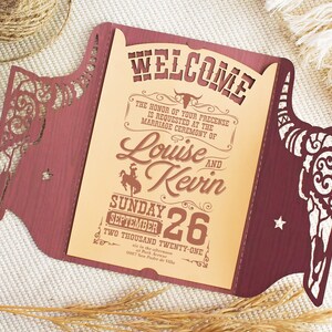 Western Wedding Invitation Svg, Country Party, Bull's Skull Invitation ...