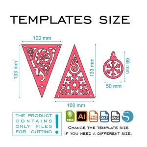 Bunting Banner, Flags Snowflakes Template Banner, Christmas Decor ...