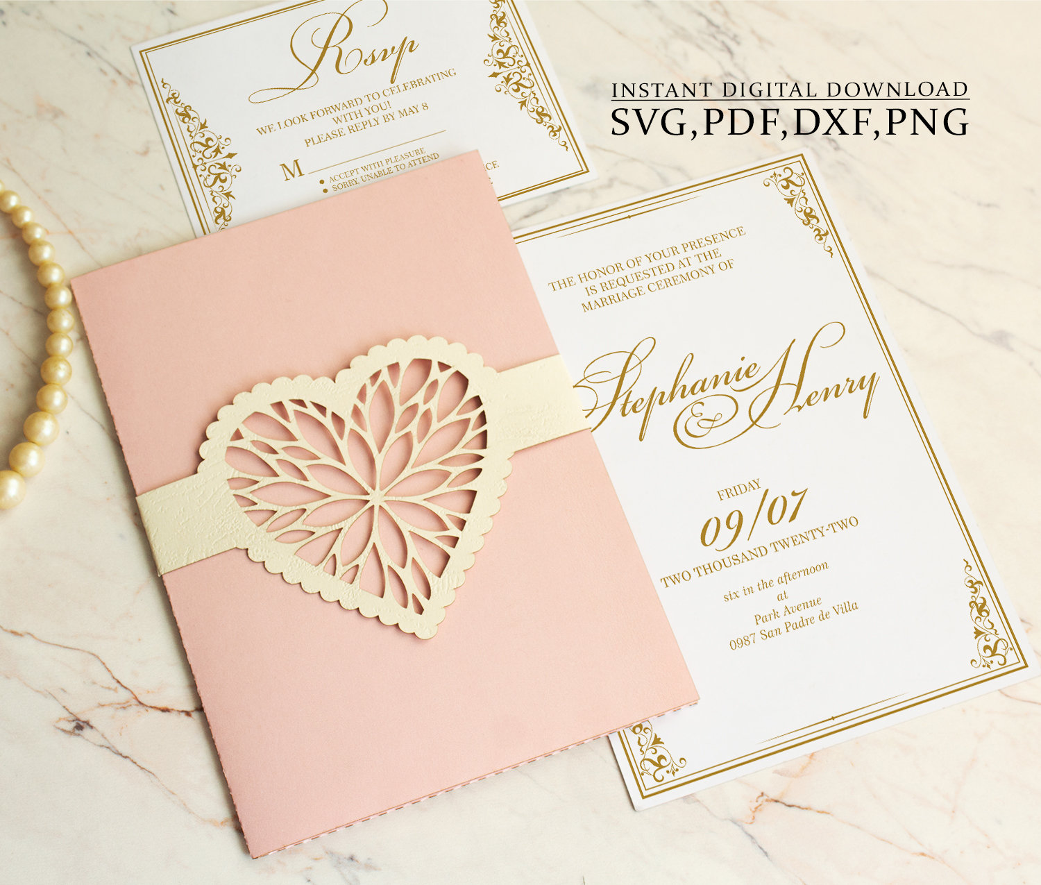 Plantilla SVG de invitación de boda sobre de bolsillo de - Etsy México