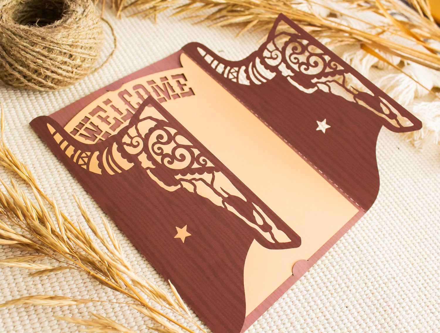 Western Wedding Invitation Svg, Country Party, Bull's Skull Invitation ...