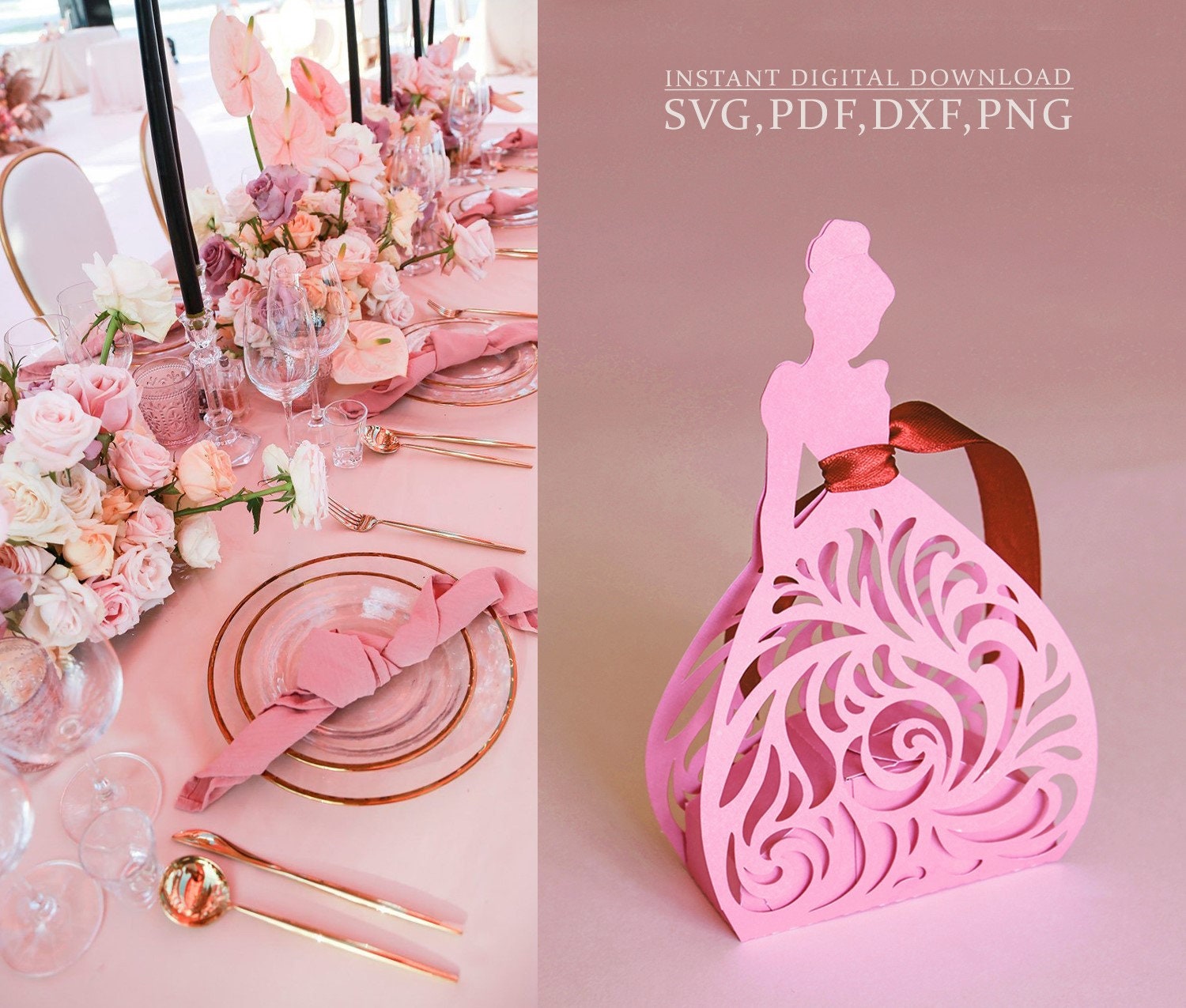 Princess Wedding Box Svg Candy Gift Box Template - Etsy