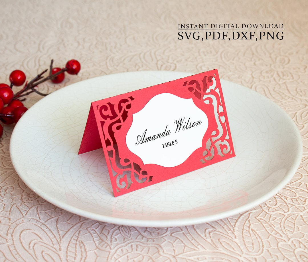 Vintage Place Cards Template SVG, Retro Ornament Wedding Cards ...