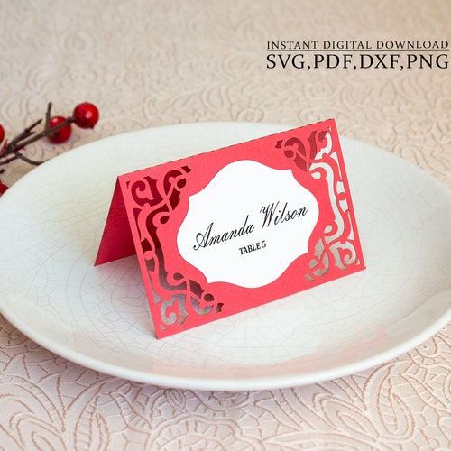Vintage Place Cards Template SVG Retro Ornament Wedding - Etsy