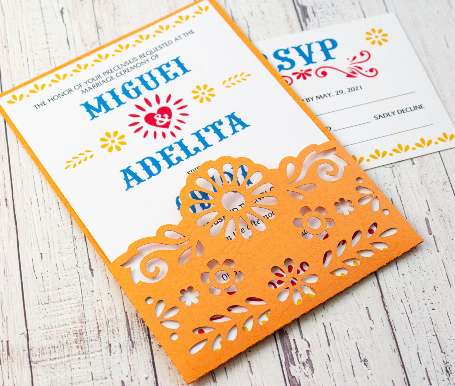 Mexican Invitation Template Svg, Wedding Picado Pocket Envelope 5x7 Svg ...