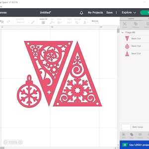 Bunting Banner, Flags Snowflakes Template Banner, Christmas Decor ...