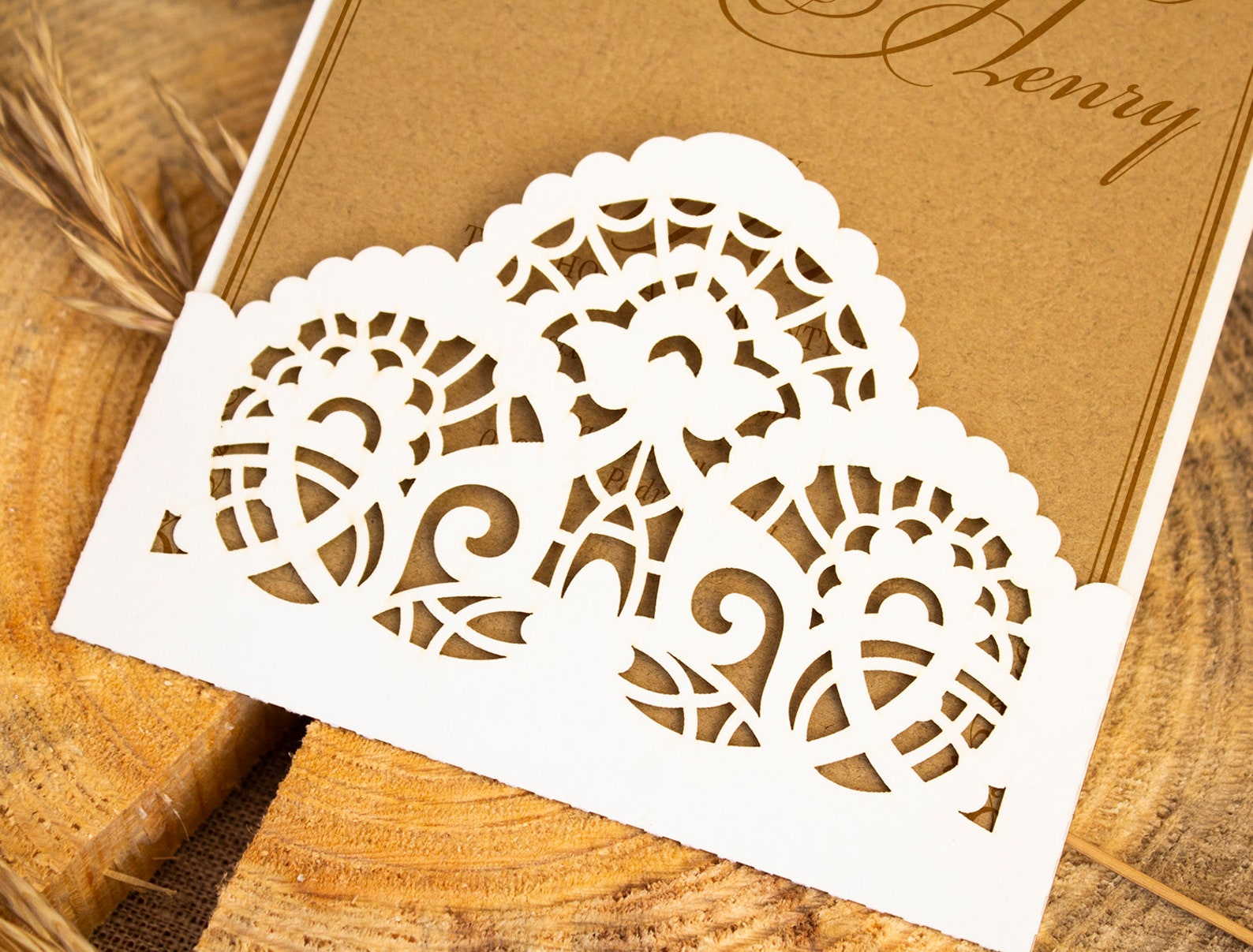 Rustic Pocket Invitation Template SVG Wedding Lace Envelope - Etsy