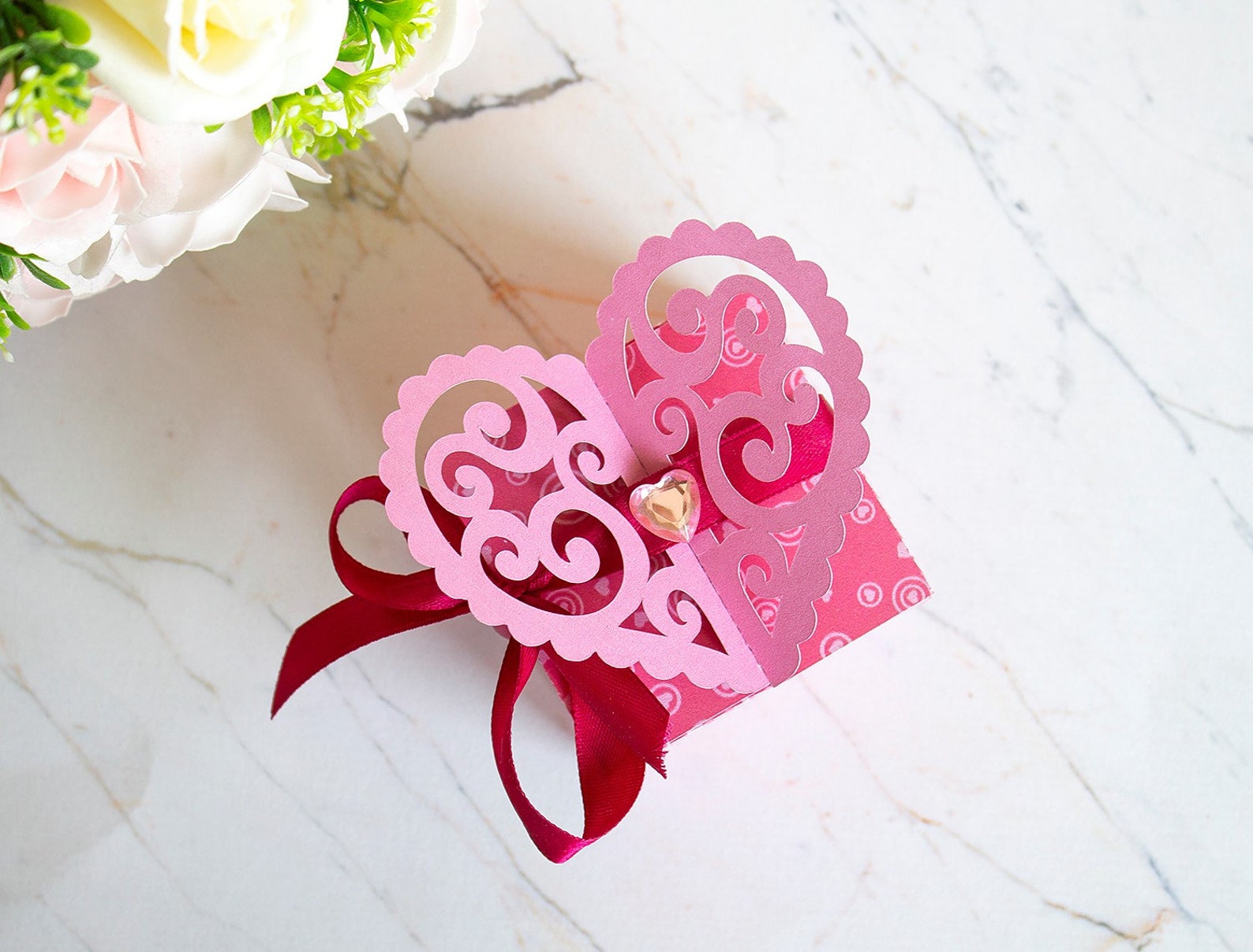 Gift Box Svg Candy Gift Box Template Heart Favor Box - Etsy