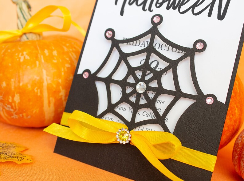 Halloween Invitation Svg, Spider Web Pocket 5x7 Inviation Template ...