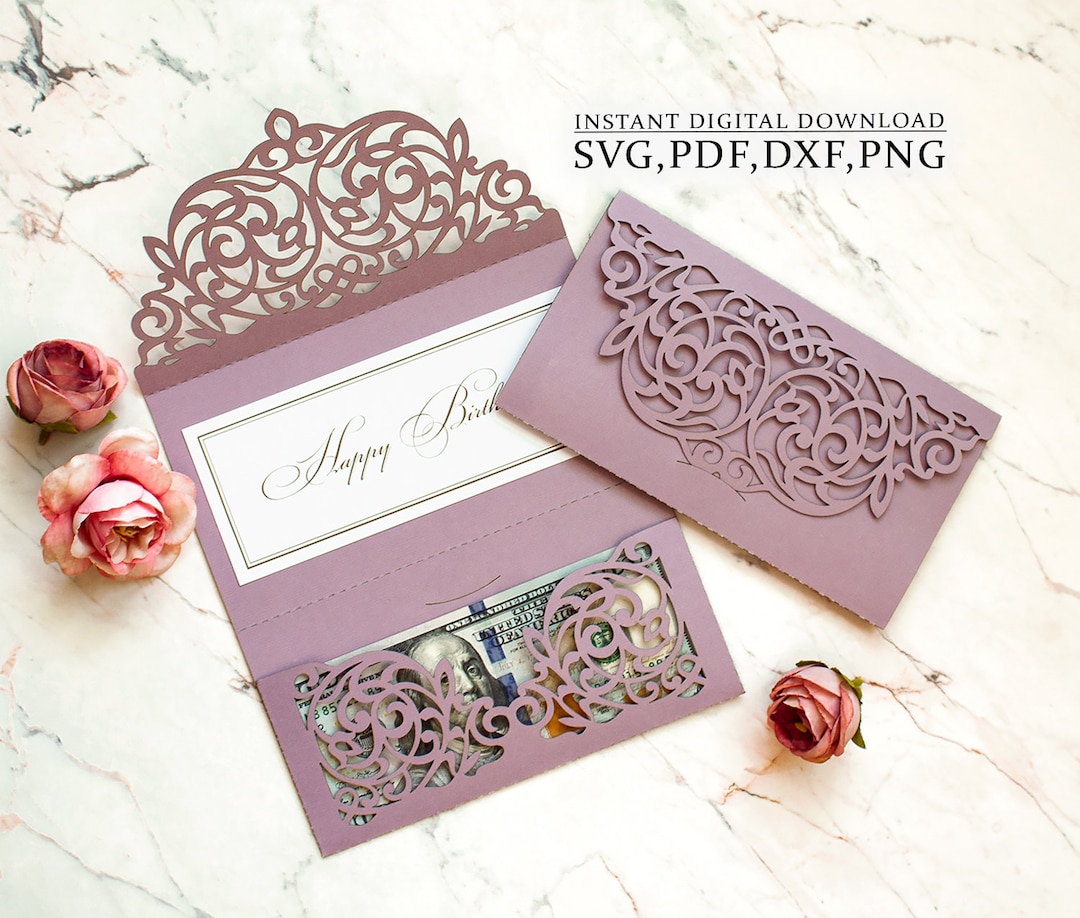 Money Cash Envelope Svg, Lace Gift Thanksgiving Envelope Template ...