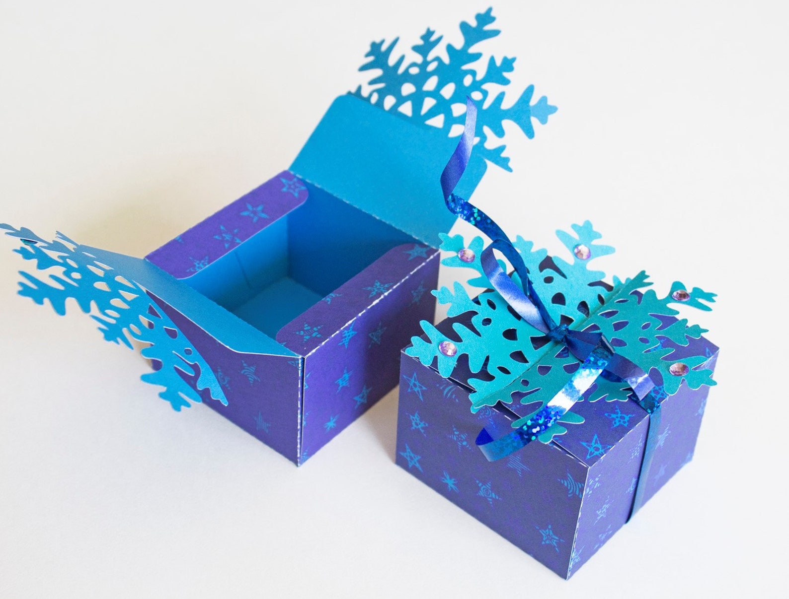 Snowflake Gift Box Template Christmas Box Svg Small Gift Box - Etsy