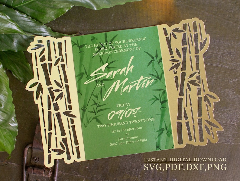 Bamboo Forest Invitation Svg, 5x7 Wedding Envelope Template, Laser ...