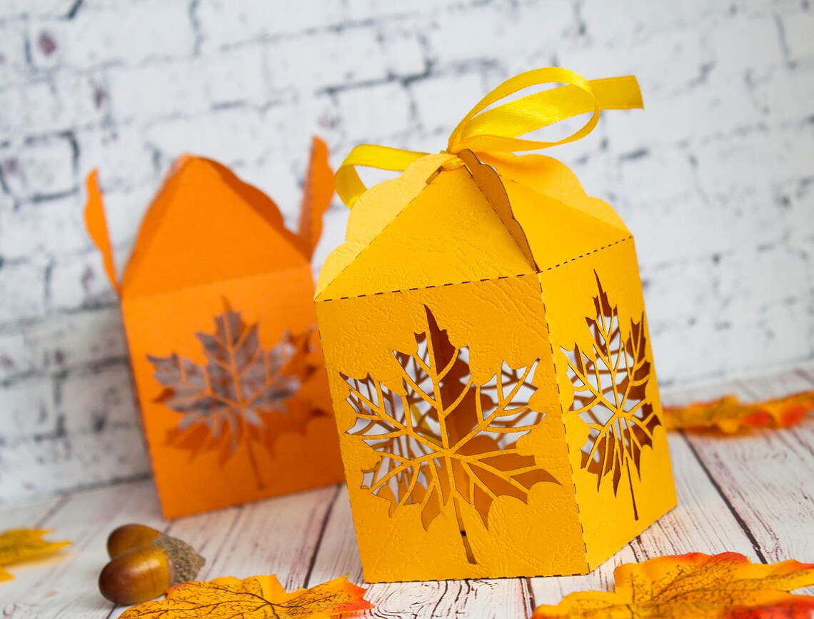 Maple Leaf Box Template Fall Wedding Box Svg Gift Box - Etsy UK
