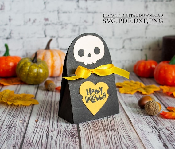 Halloween Ghost Box Svg Skull Candy Gift Box Template for - Etsy