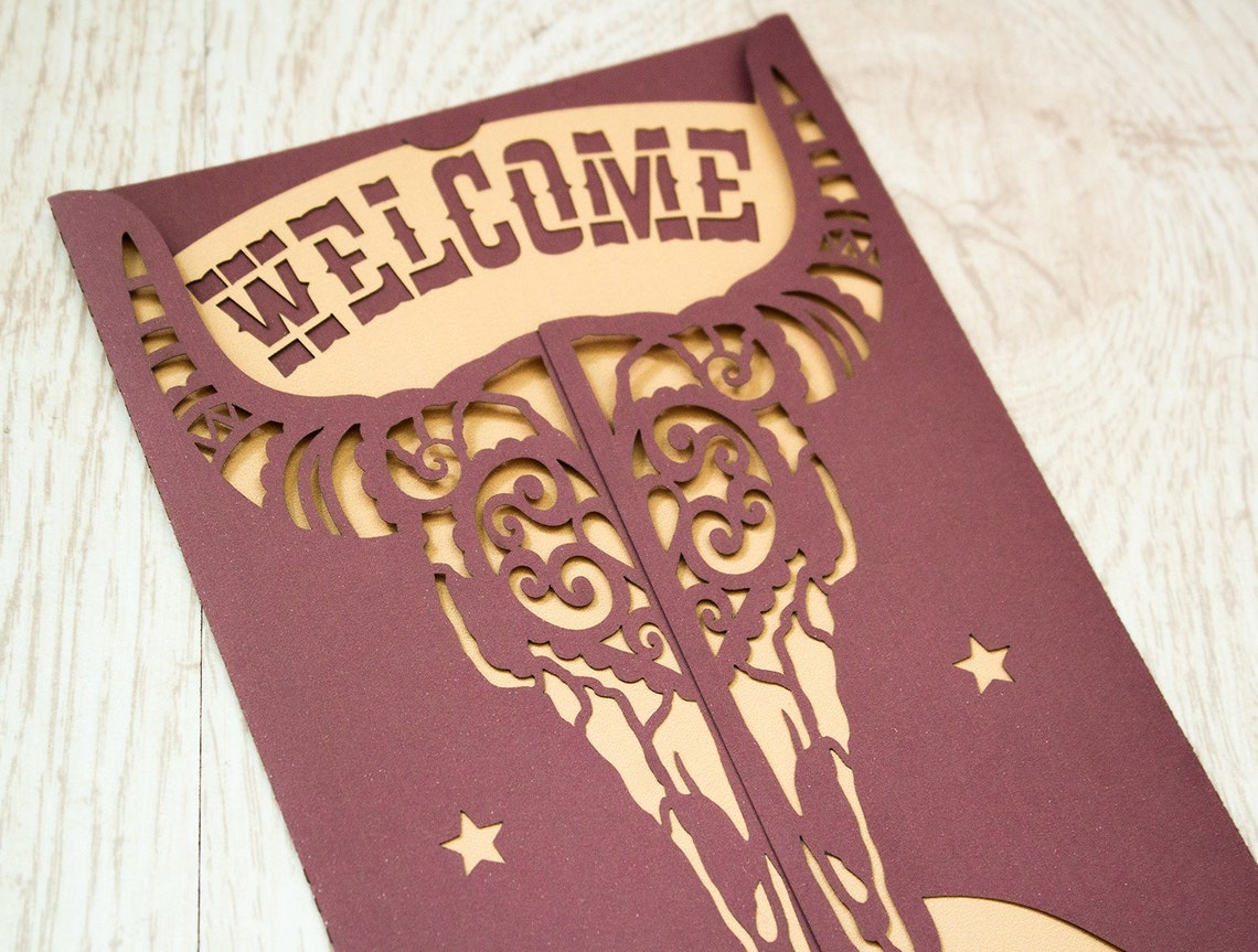 Western Wedding Invitation Svg Country Party Bull's - Etsy