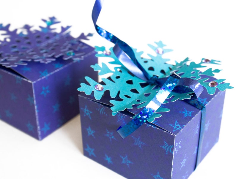 Snowflake Gift Box Template Christmas Box Svg Small Gift Box - Etsy