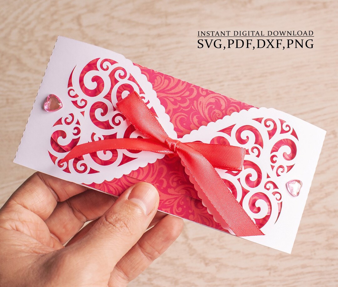Money Envelope Template, Wedding Gift Envelope Svg, Heart Cash Envelope ...